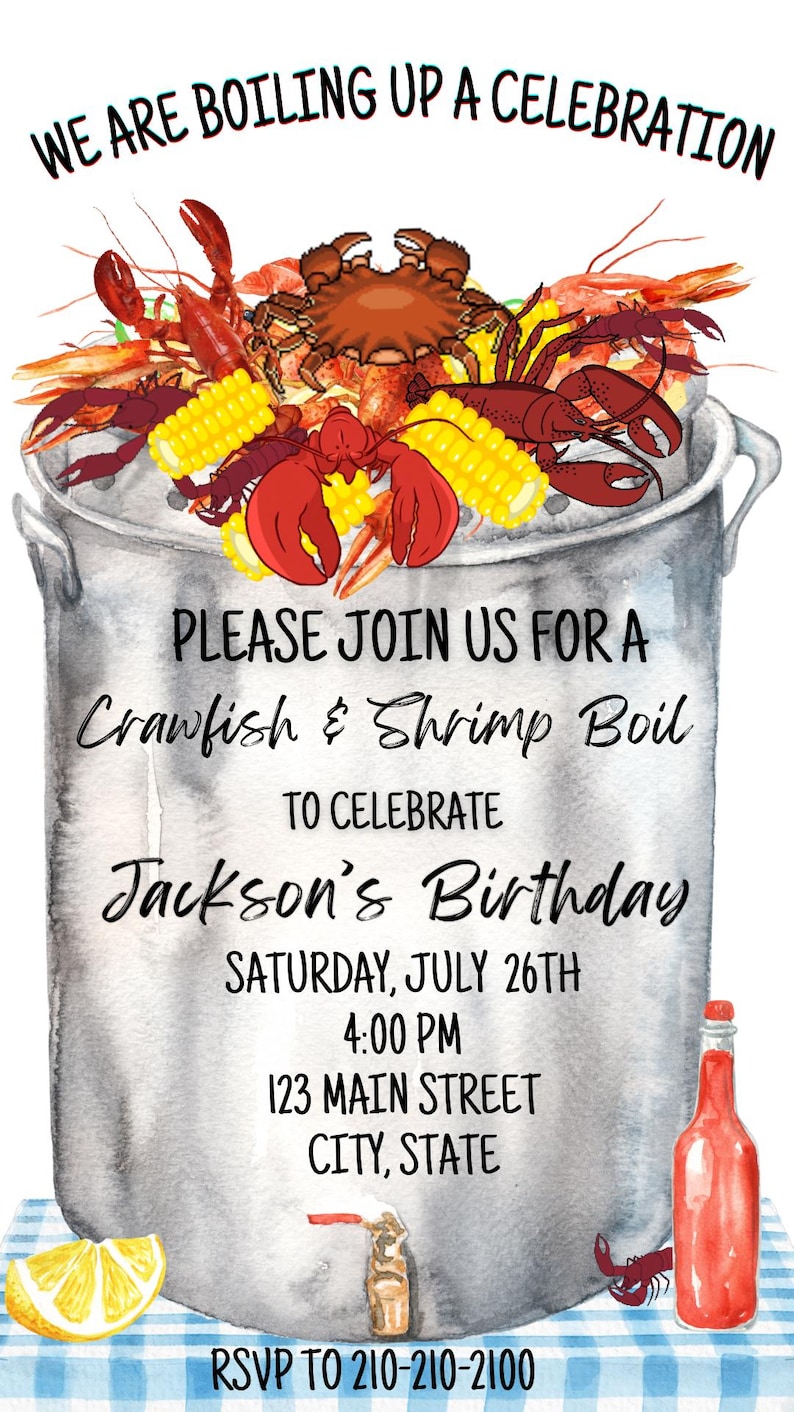 Crawfish Boil Video Invite and Welcome Sign Bundle Cajun Seafood ...