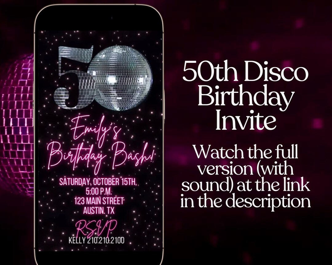 50th Disco Birthday Video Invite: Retro Groovy Party (digital Download ...
