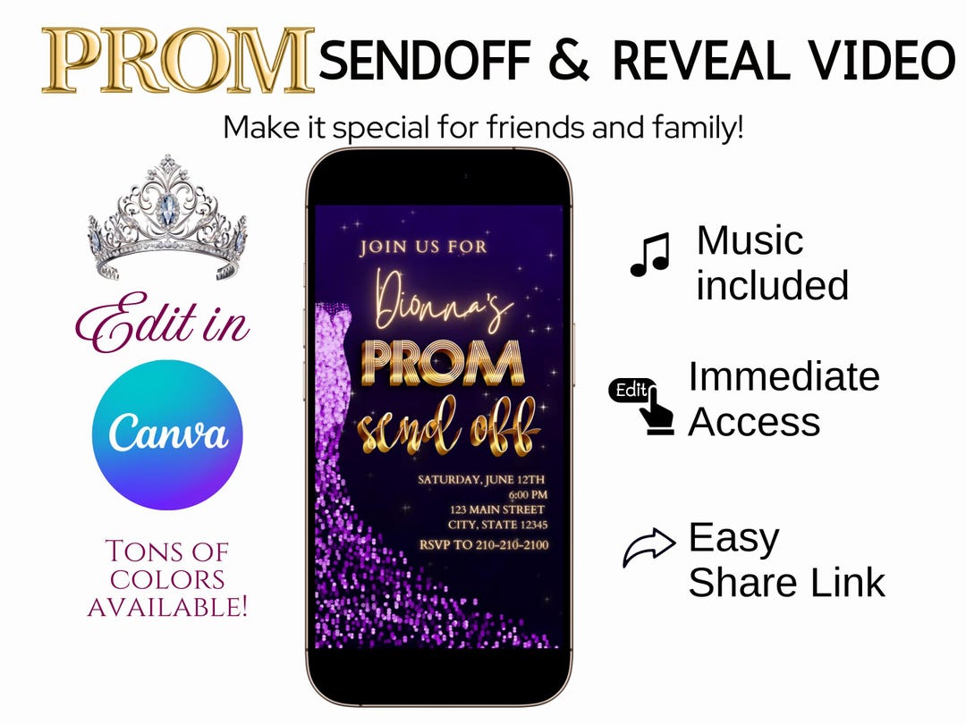 Prom Send-off Video Digital Invitation Prom Invite for Prom Reveal ...