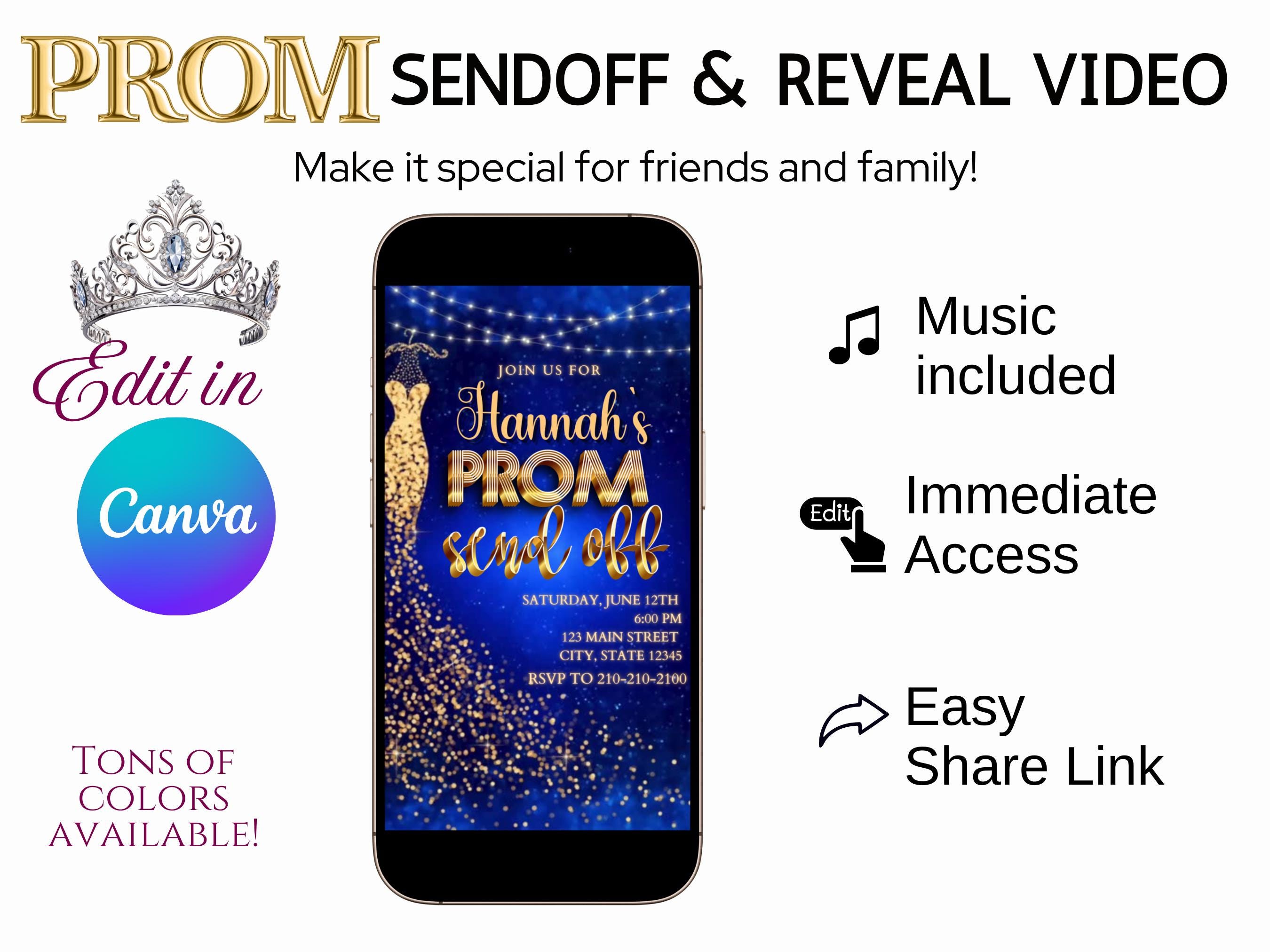 Prom Send-off Video Digital Invitation Prom Invite for Prom Reveal ...