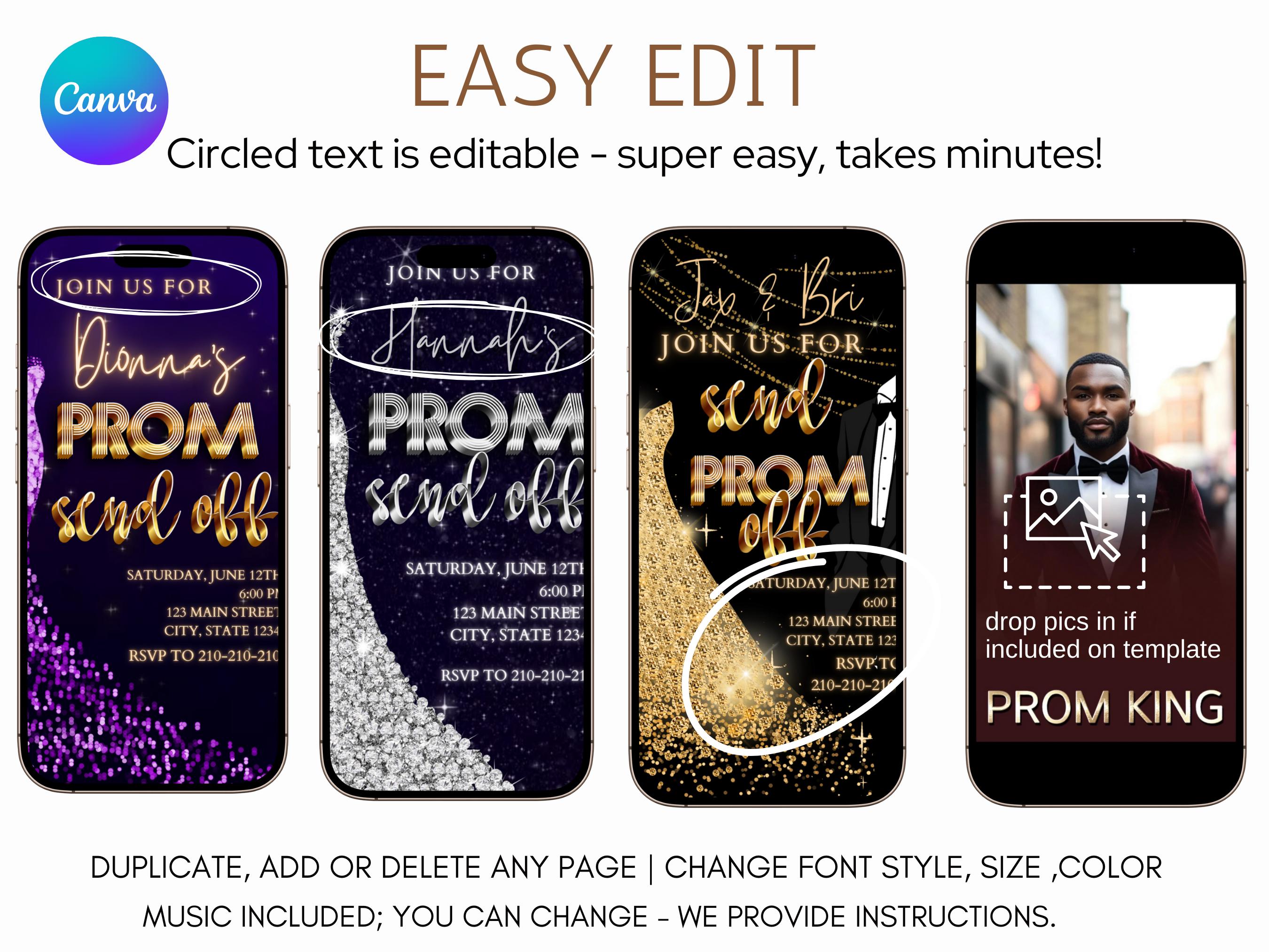 Prom Send-off Video Digital Invitation Prom Invite for Prom Reveal ...