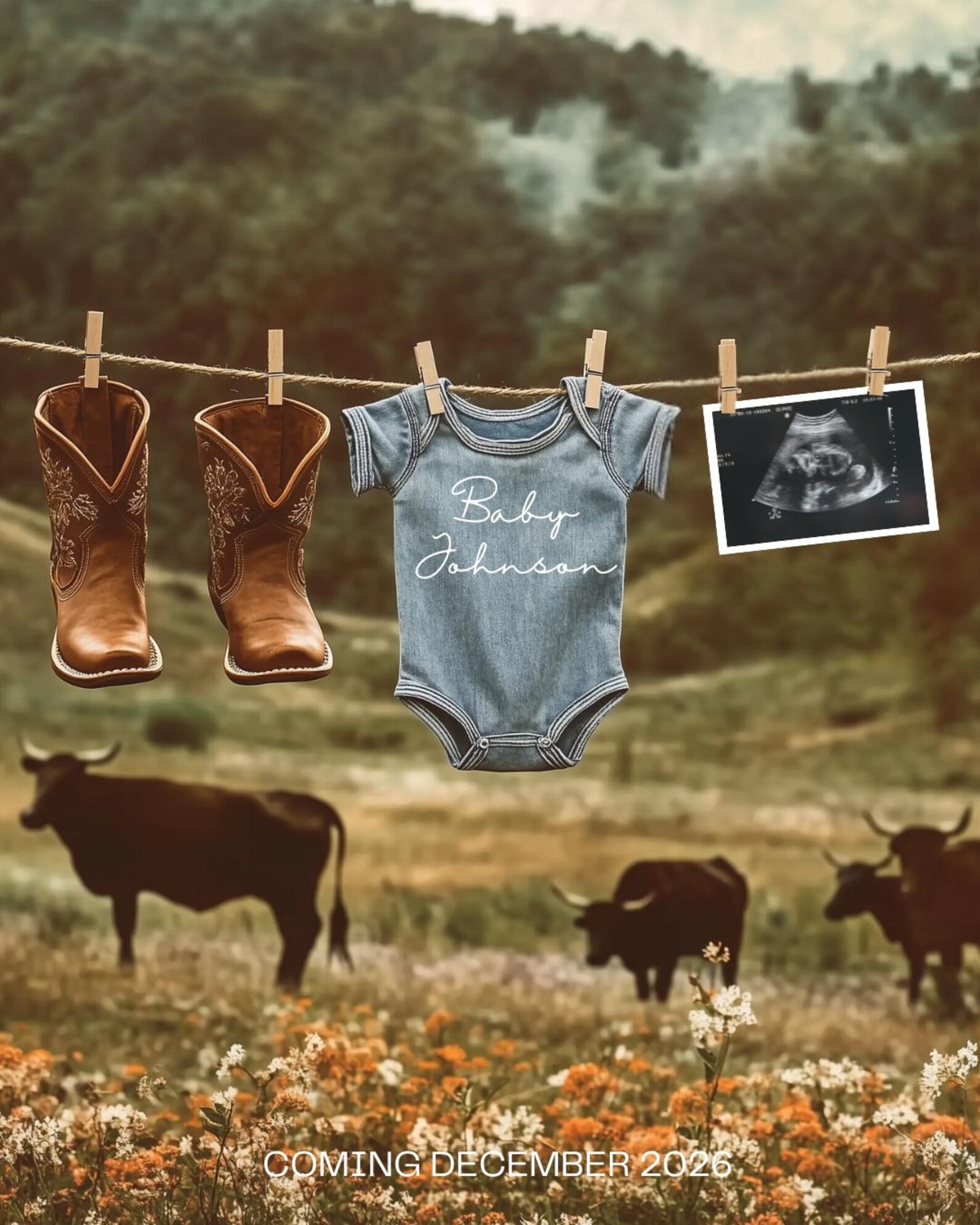 Western Pregnancy Announcement Baby Reveal Sonogram Photo Social Media ...