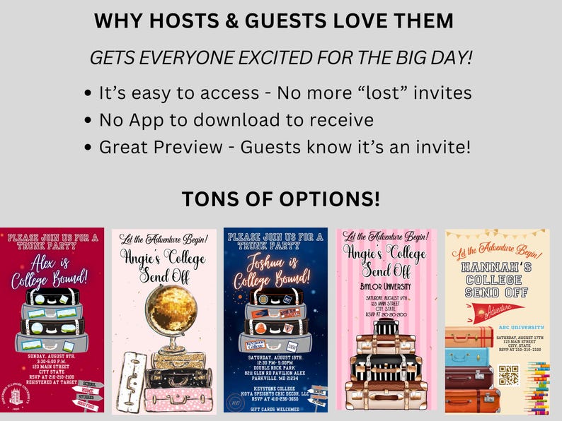 College Send off Video Invite Customized Graduate Trunk Party Custom ...