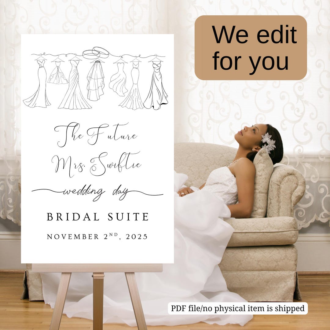 Bridal Suite Welcome Sign, Elegant Black and White Wedding Decor ...