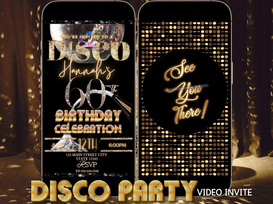 Champagne Video Invitation, Disco Birthday Invite, Animated Popping ...