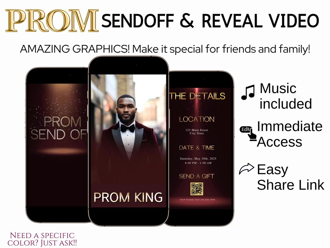 Prom Send-off Video Digital Invitation Prom Invite for Prom Reveal ...