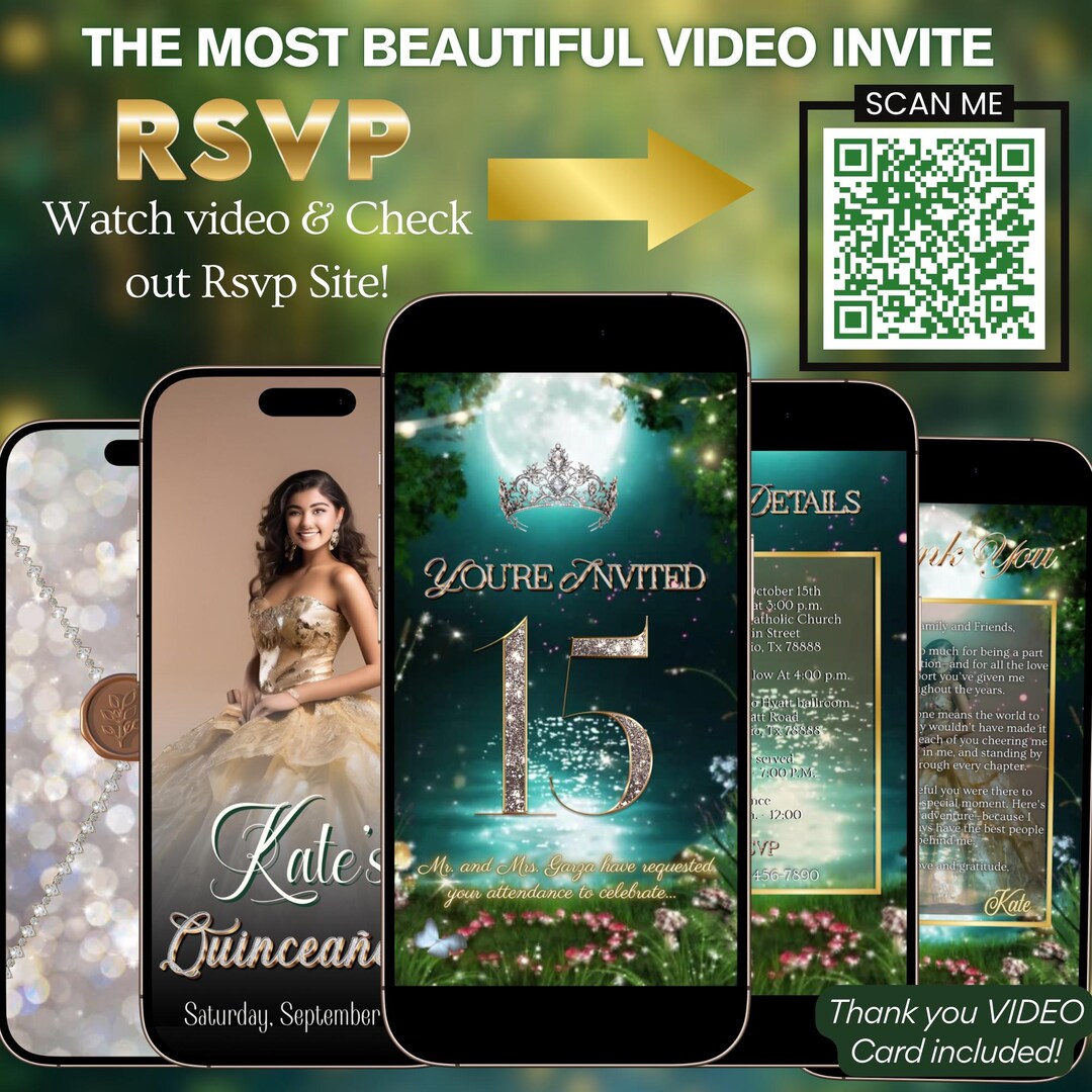 Quinceañera Video Invitation Personalized Enchanted Forest Sweet 15 ...