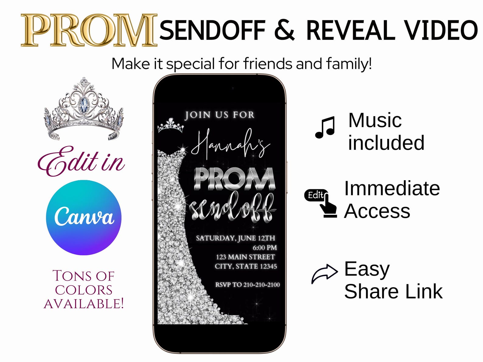 Prom Send-off Video Digital Invitation Prom Invite for Prom Reveal ...