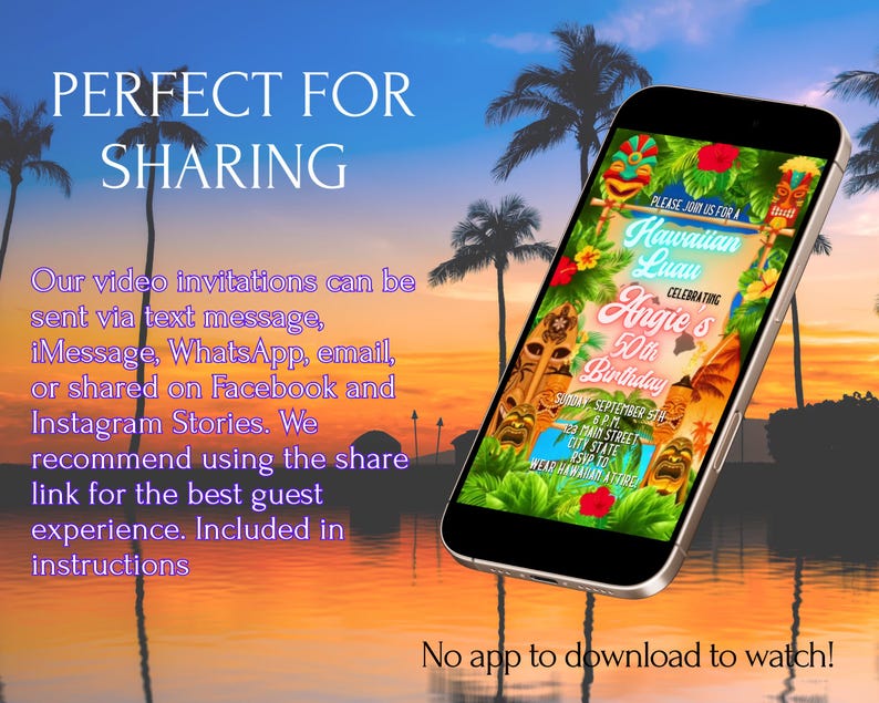 Hawaiian Luau Video Invitation, Tropical Luau Birthday Animated Invite ...