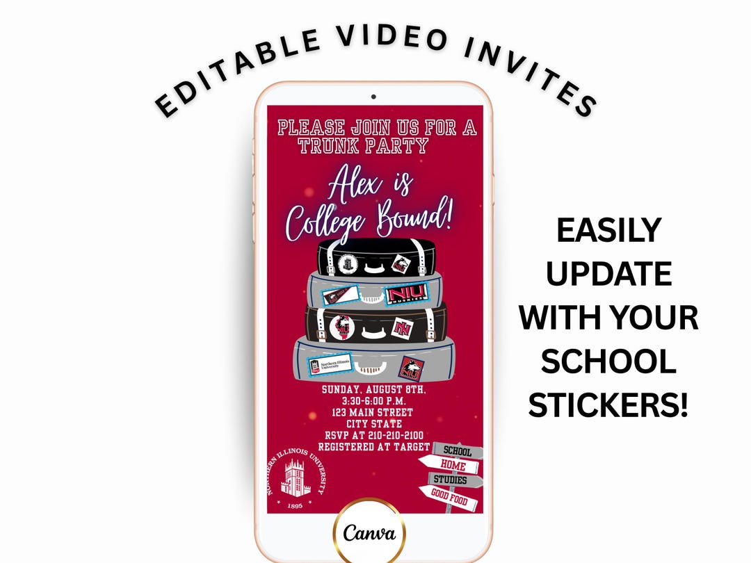 Editable College Send off Video Invite Maroon Red Graduate Trunk Party ...