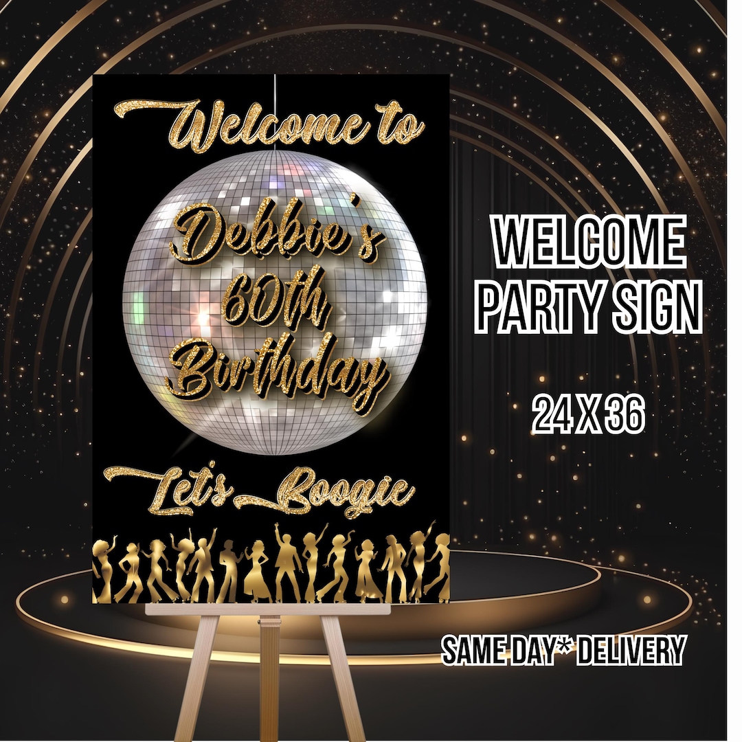 Gold Disco Sign, Custom Printable Studio 54 Welcome Sign, Soul Train ...