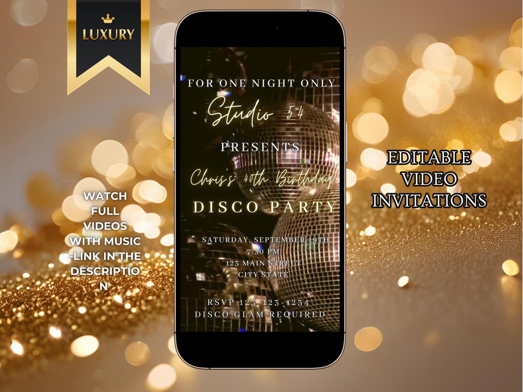 Disco Ball Invitation Editable Animated Template Canva Instant Download ...
