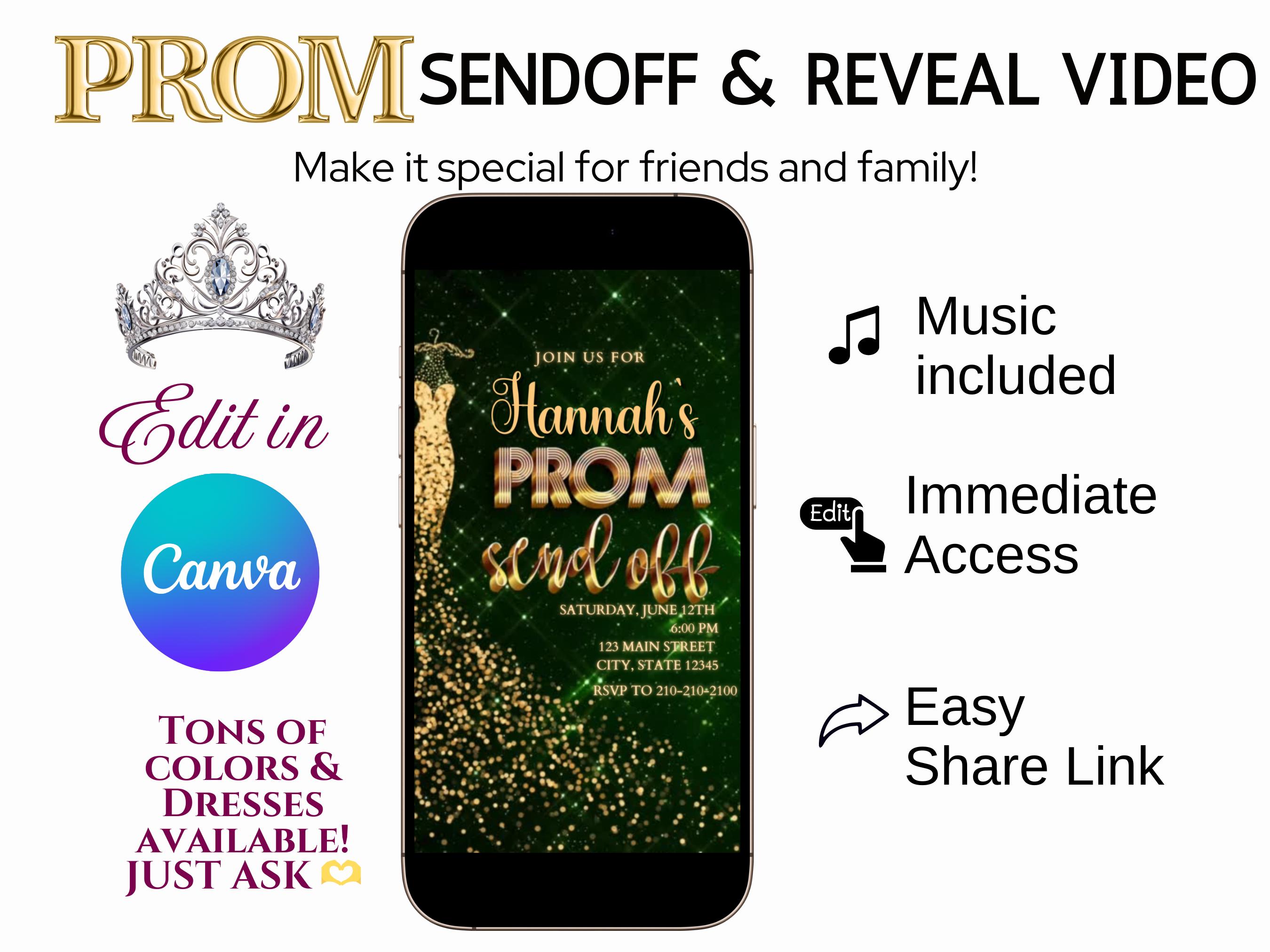 Prom Send-off Video Digital Invitation Prom Invite for Prom Reveal ...