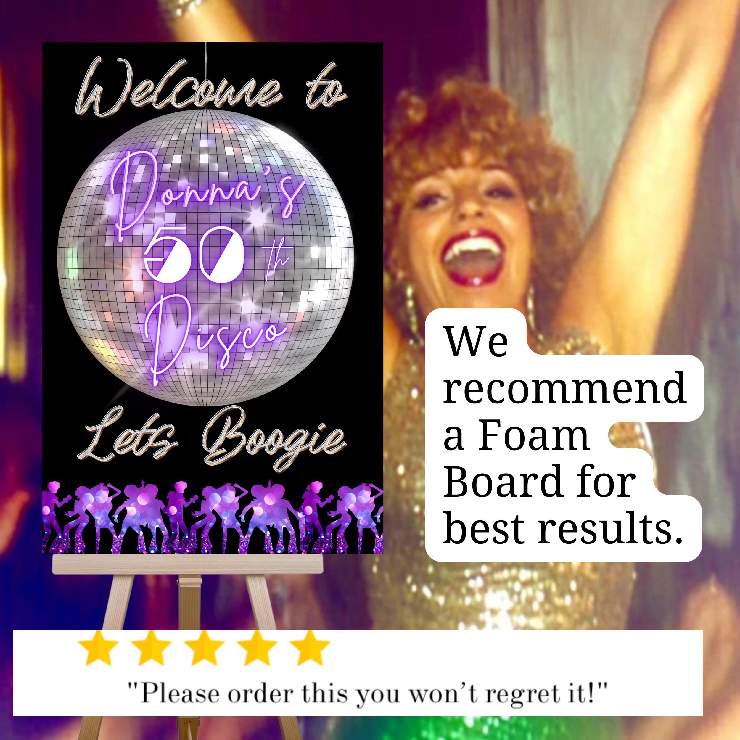 Disco Welcome Party Sign Retro Personalized Disco Ball Birthday Party ...