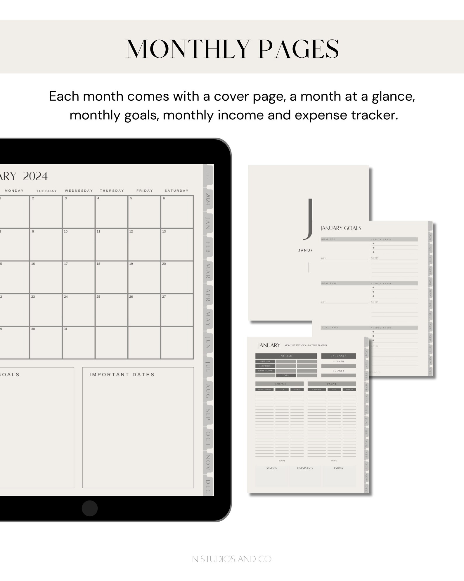 Content Calendar for Social Media Digital Planner Tablet and iPad on ...
