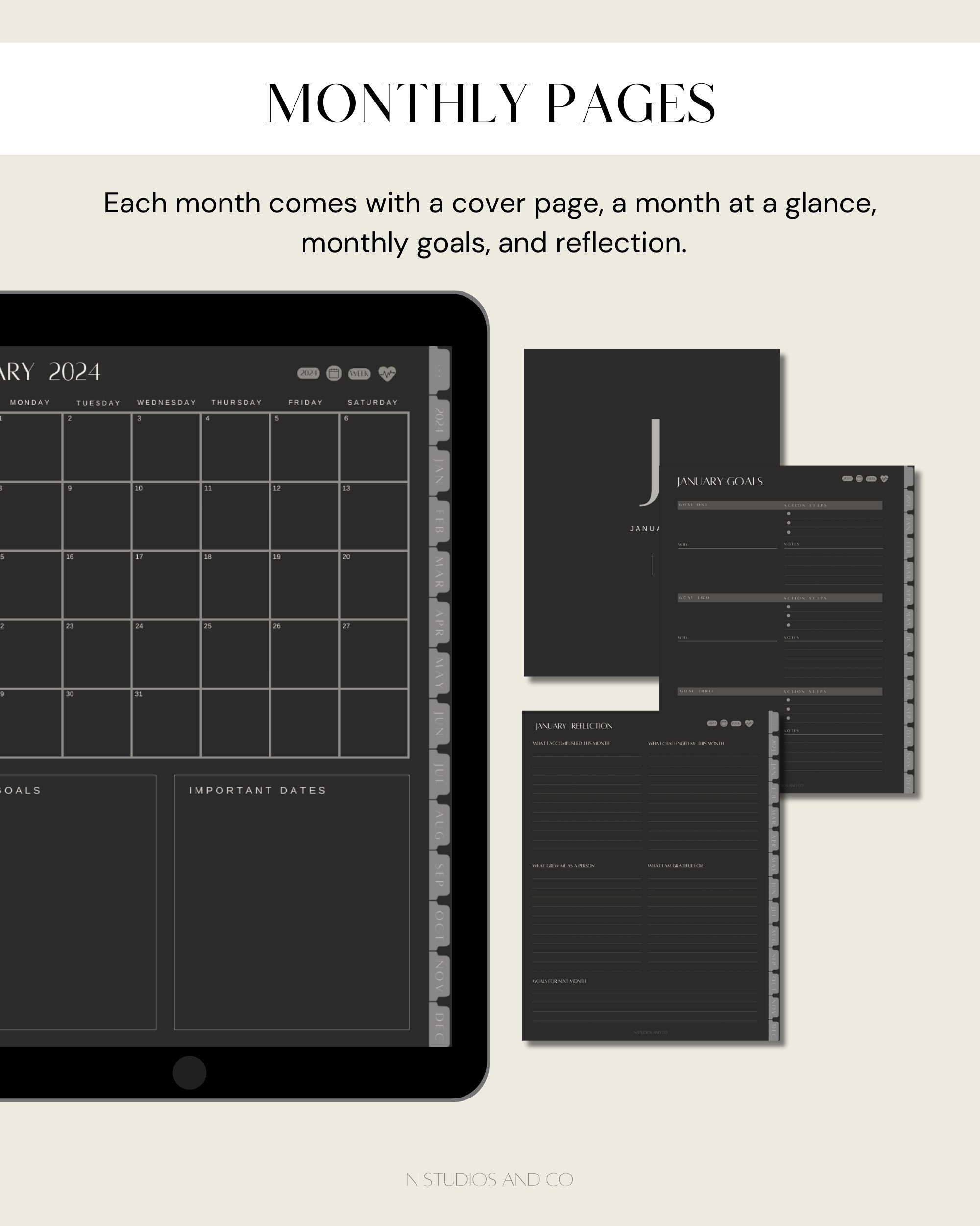 Ultimate Minimalist 2024 Yearly Digital Planner [dark Mode] for Ipad ...