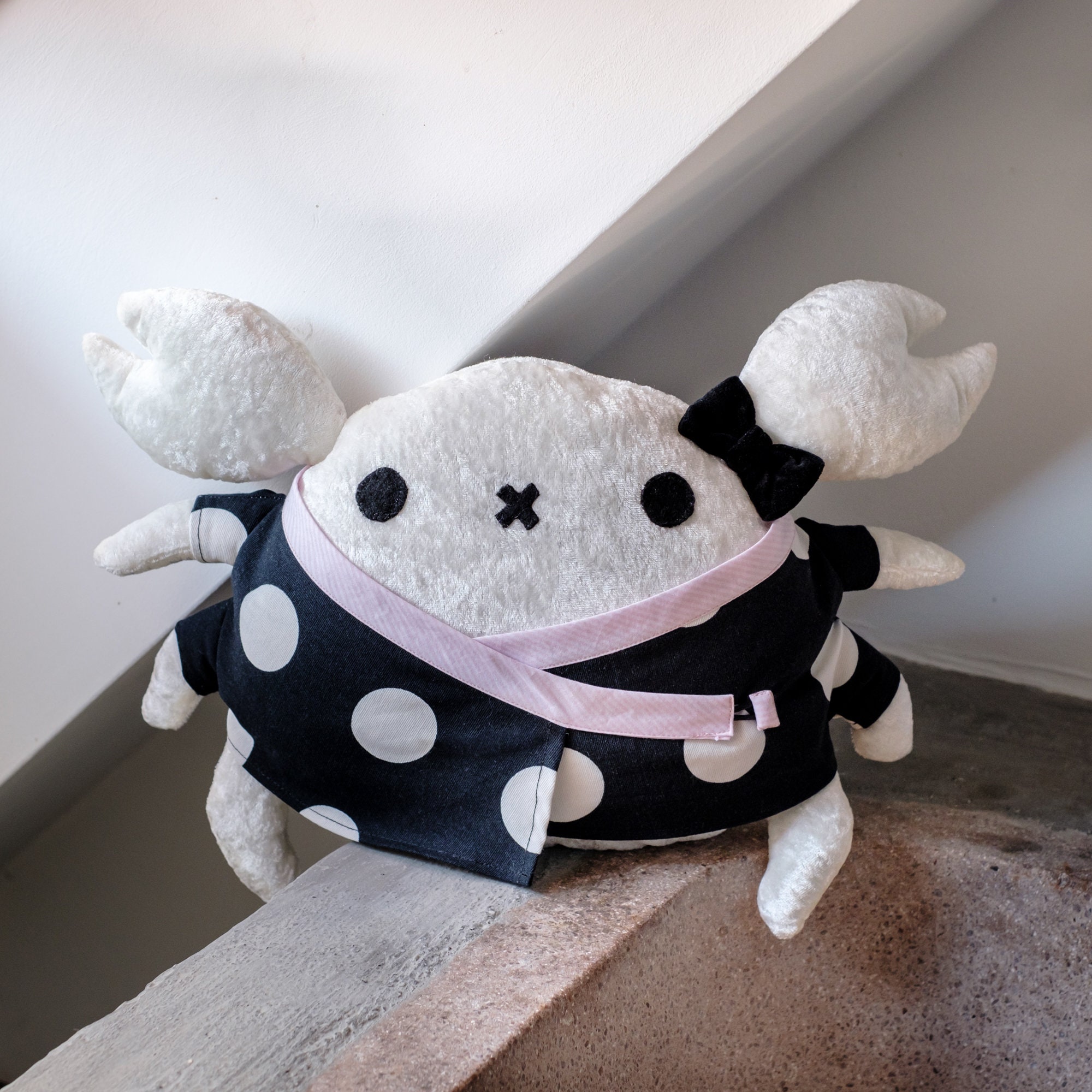 White Polka Dot Crab Teddy Handmade Cute Stuffed Animal Toy, Modern ...
