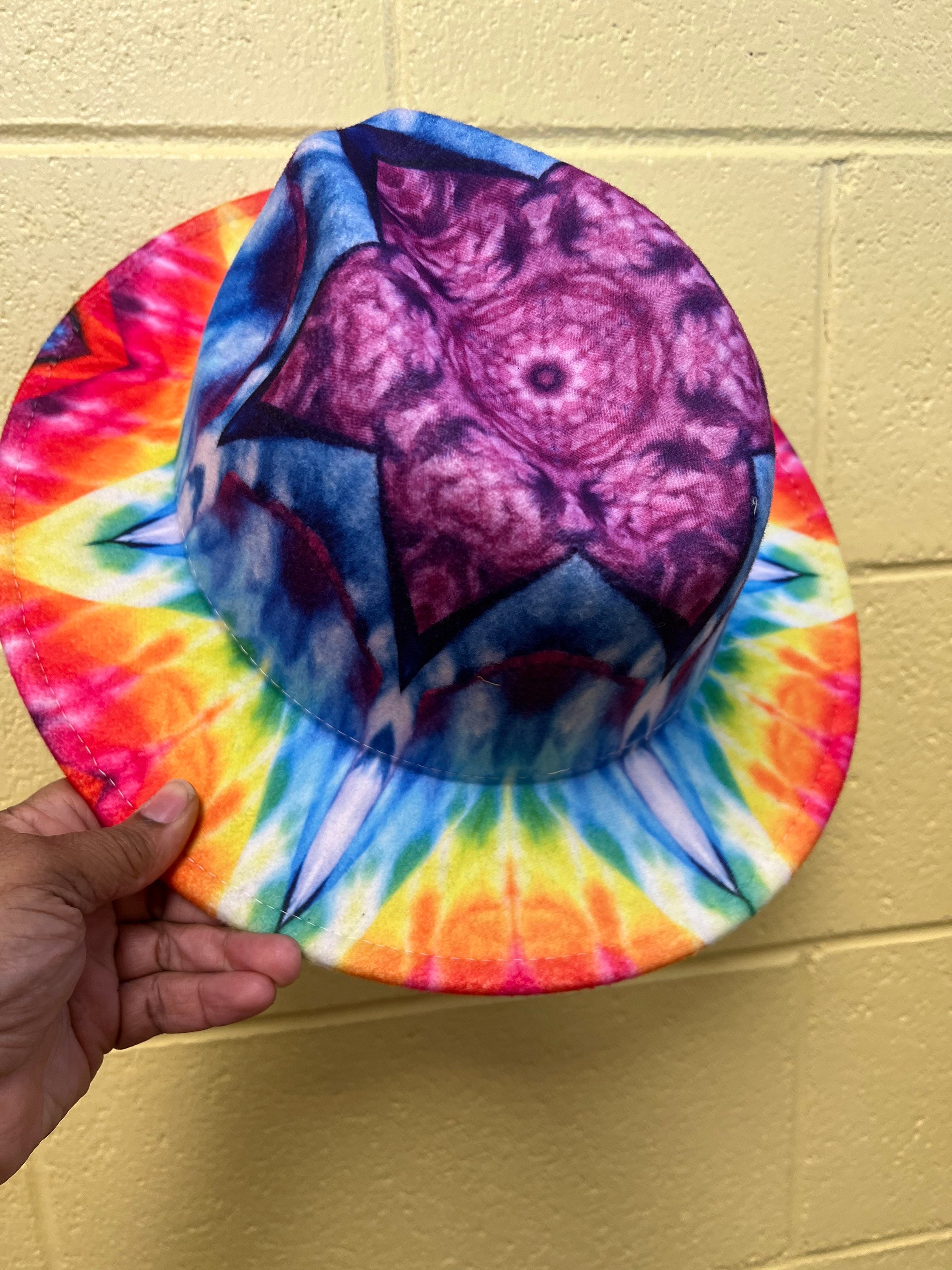 Rainbow Tie Dye Fedora/wide Brim Fedora/multiple Color Fedora/designer ...