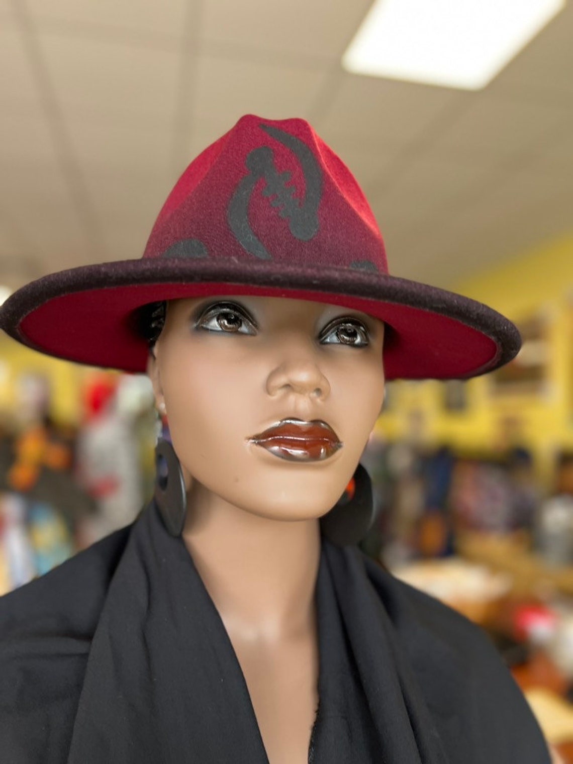 African Burdgend and Red Fedora Fedora Hat Ethnic Fedora - Etsy