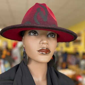 African Burdgend and Red Fedora, Fedora Hat, Ethnic Fedora, Unisex ...