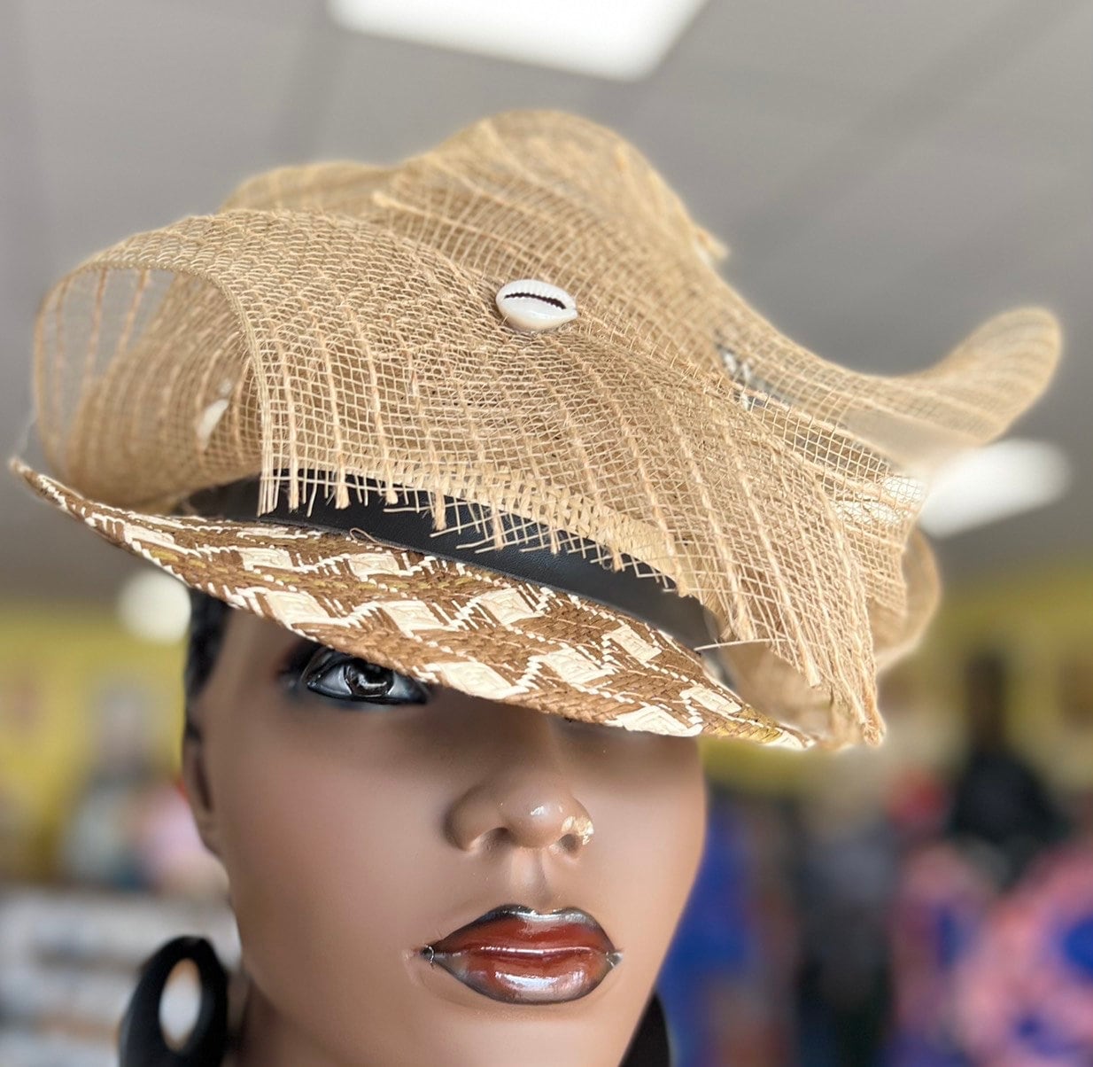 African Crown Hat/african Church Hat/ Spring or Summer Hat/cowrie ...