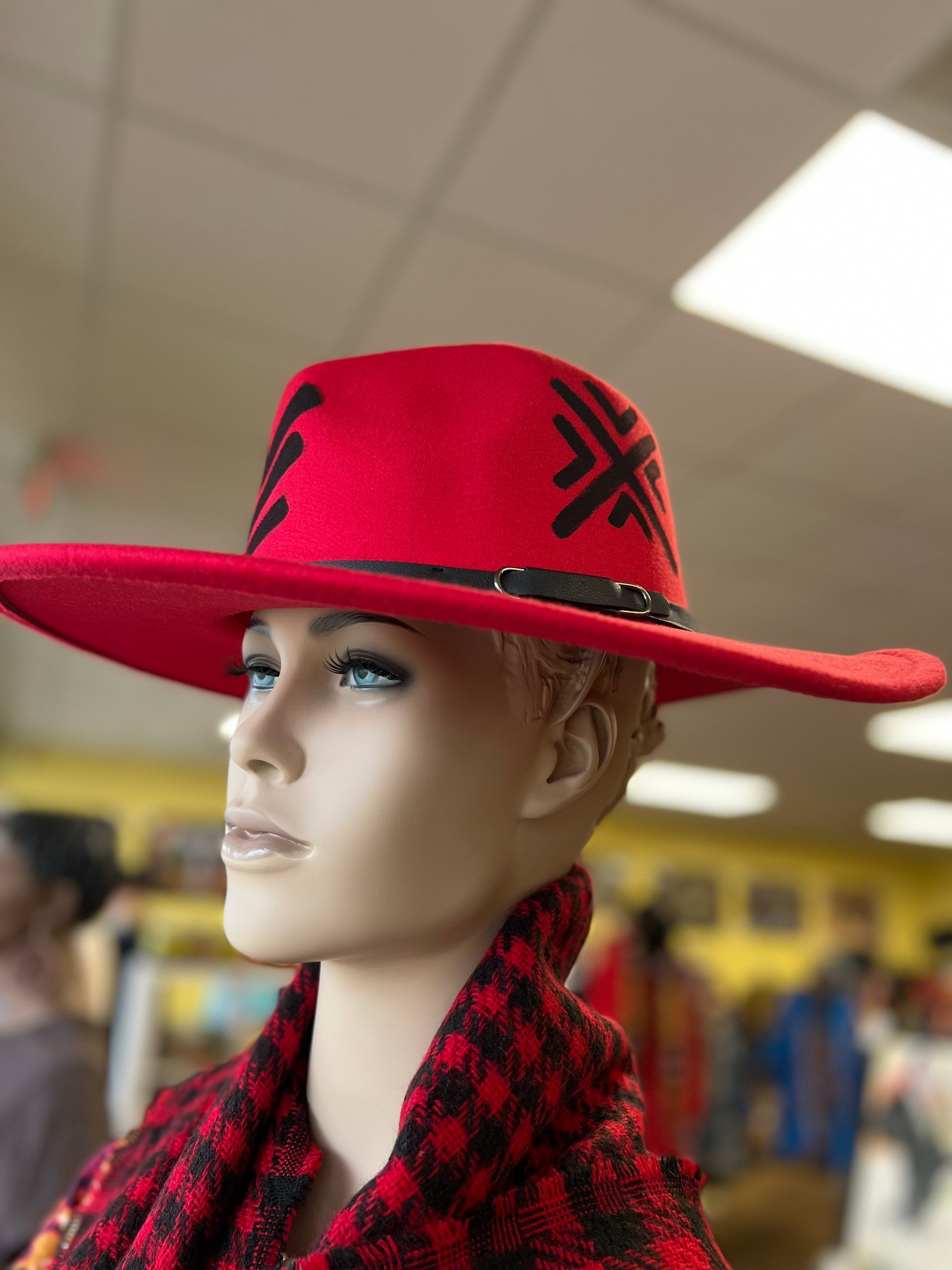 Red Wide Brim Fedora/red Fedora and Scarf/ Adrinka Red - Etsy