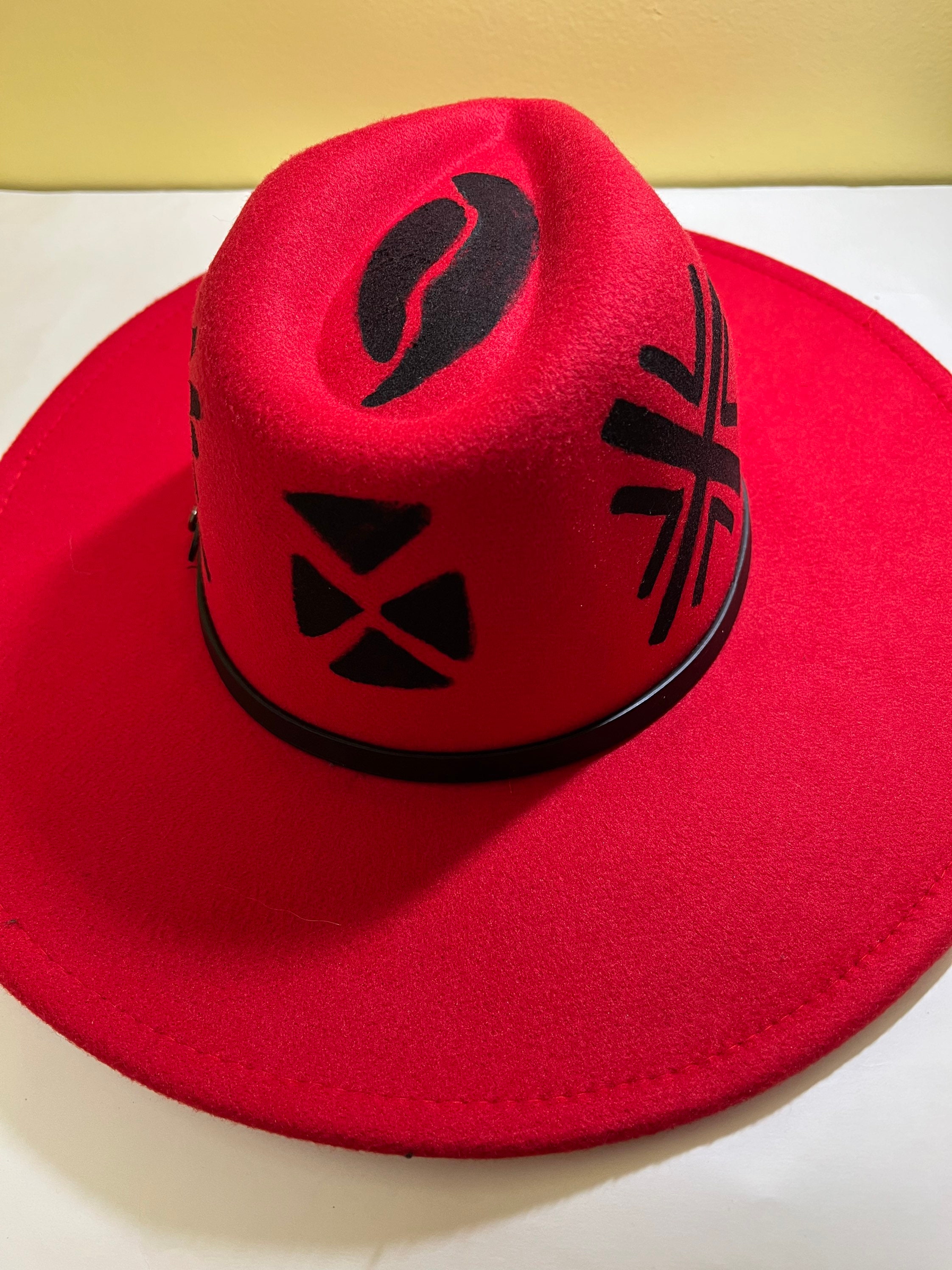 Red Wide Brim Fedora/red Fedora and Scarf/ Adrinka Red - Etsy