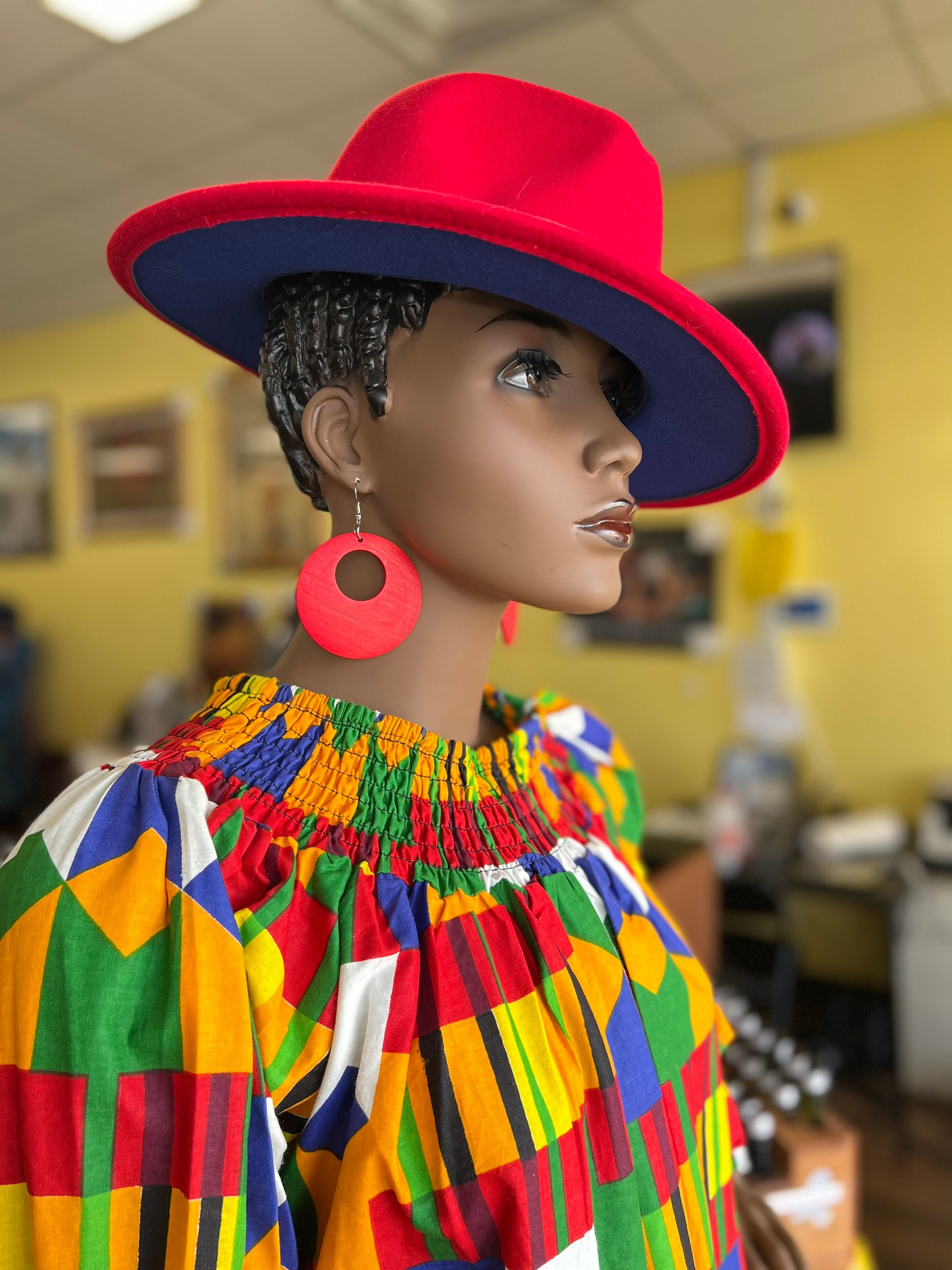 Red Wide Brim Fedora/red Fedora Hat/women Fedora/men Fedora/two Tone ...