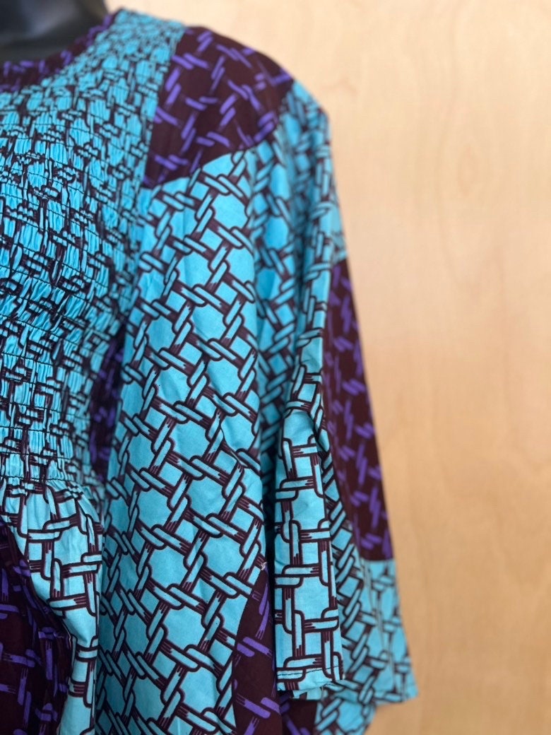 African Blouse, Women Shirt, Blue African Shirt,afrocentric Shirt,women ...