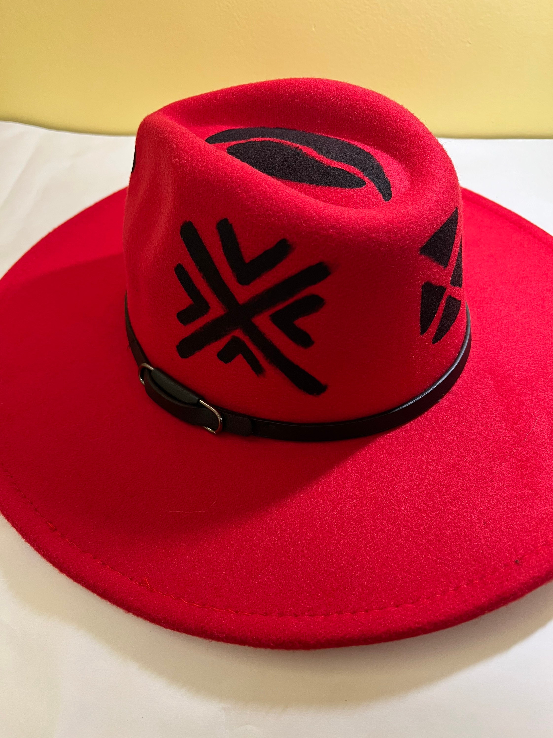 Red Wide Brim Fedora/red Fedora and Scarf/ Adrinka Red - Etsy