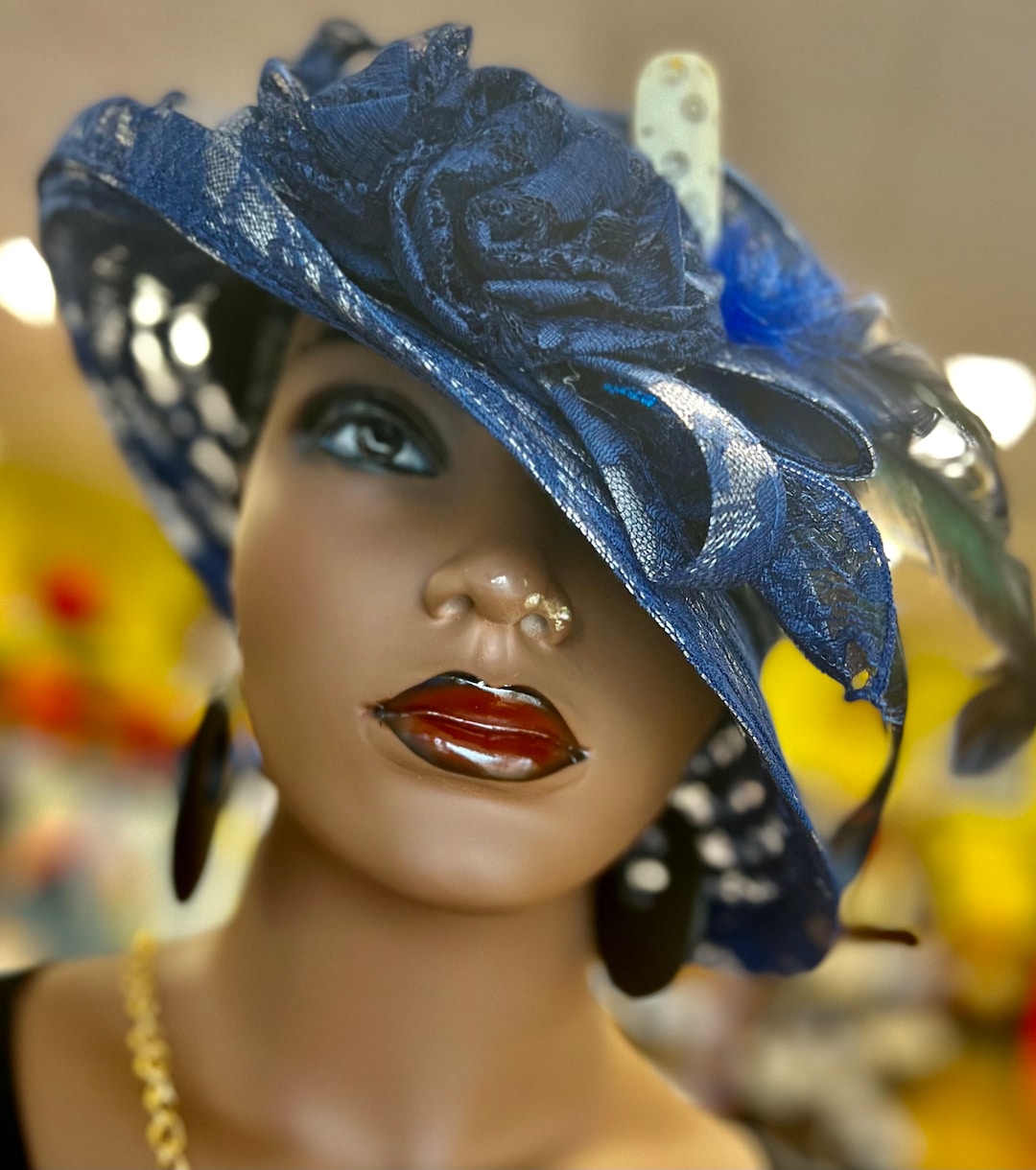 Blue Hat/blue Derby Hat /church Formal Hat/tea Party Hat/casual Holiday ...