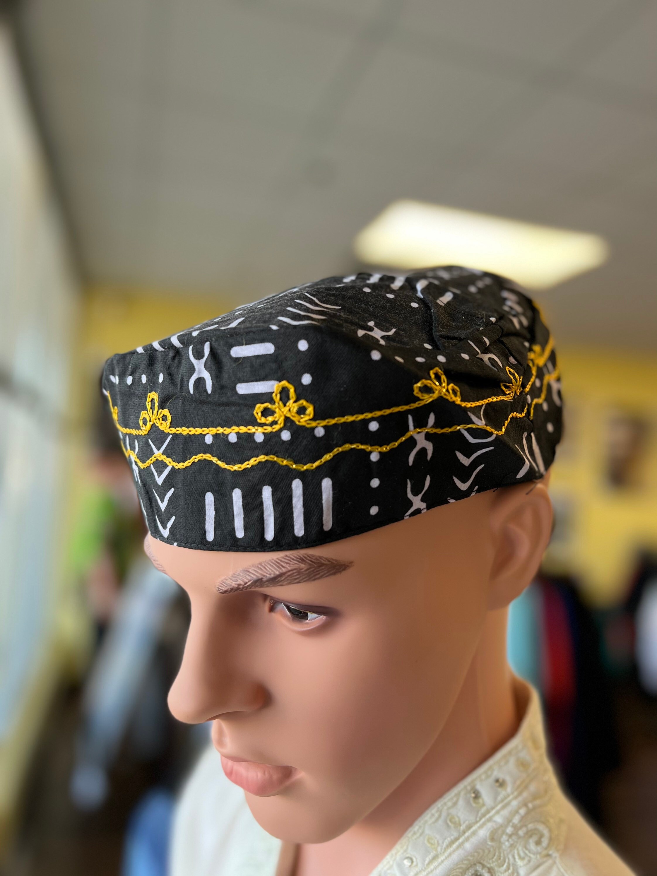 Kente Kufi, African Pillbox Hat, African Print Hat, Men Hat, Ethnic Hat ...