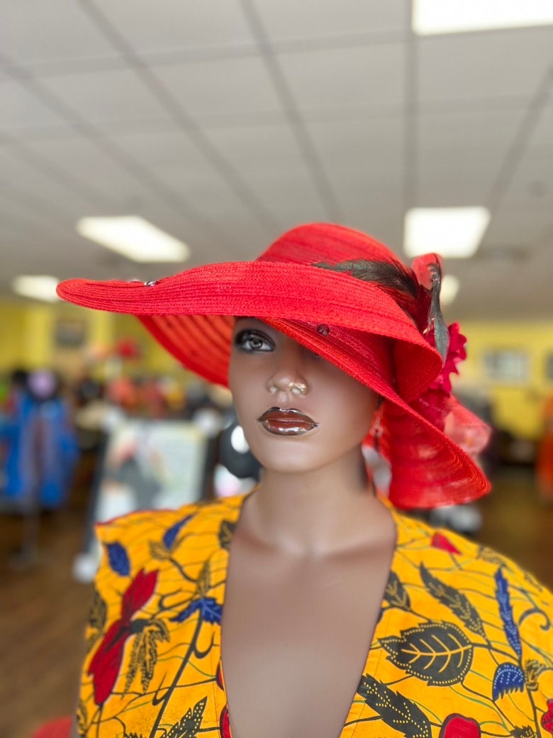 Red Church Hat /redsummer Hat/ Red Dress Hat/bridal Hat/tea Hat/african ...