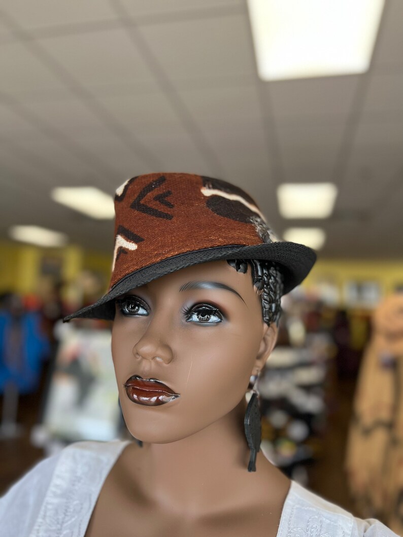 Short Brim Mudcloth Fedora,africanfedora/women Fedora/mudcloth Fedora ...