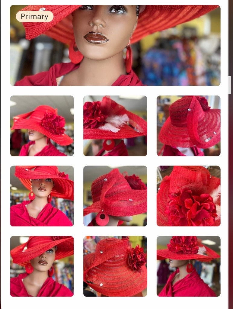 Red Church Hat /redsummer Hat/ Red Dress Hat/bridal Hat/tea Hat/african ...