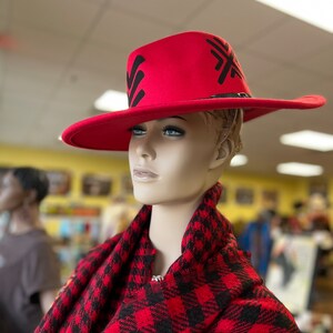 Red Wide Brim Fedora/red Fedora and Scarf/ Adrinka Red Fedora/men Red ...