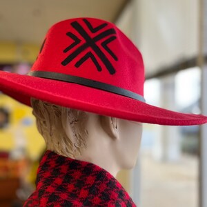 Red Wide Brim Fedora/red Fedora and Scarf/ Adrinka Red Fedora/men Red ...