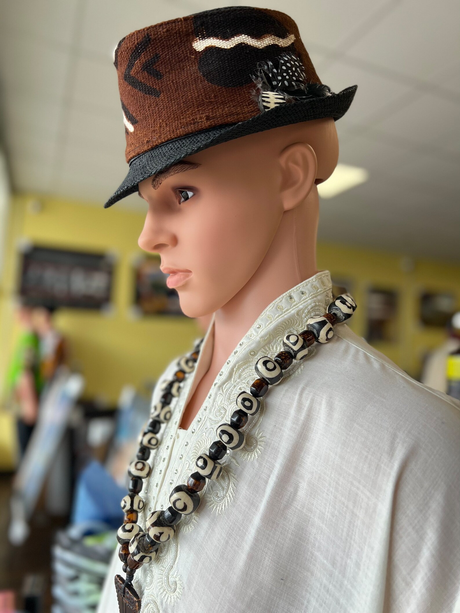 Short Brim Mudcloth Fedora,africanfedora/women Fedora/mudcloth Fedora ...