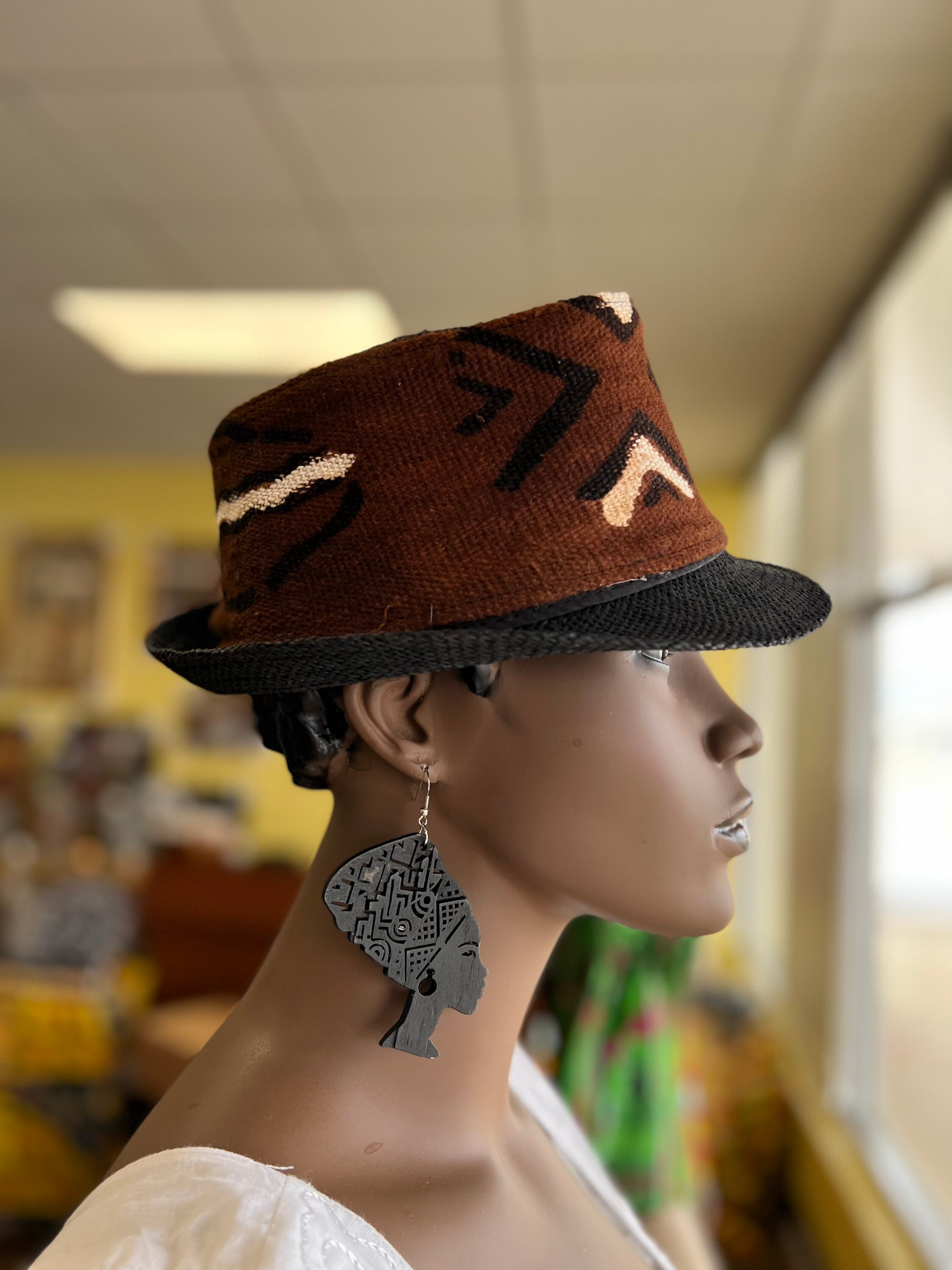 Short Brim Mudcloth Fedora,africanfedora/women Fedora/mudcloth Fedora ...