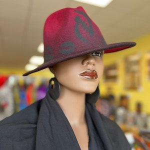 African Burdgend and Red Fedora, Fedora Hat, Ethnic Fedora, Unisex ...