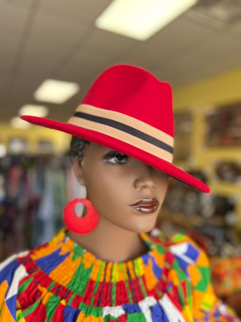 Red Wide Brim Fedora/red Fedora Hat/women Fedora/men Fedora/two Tone ...