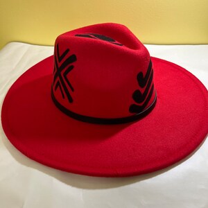 Red Wide Brim Fedora/red Fedora and Scarf/ Adrinka Red Fedora/men Red ...