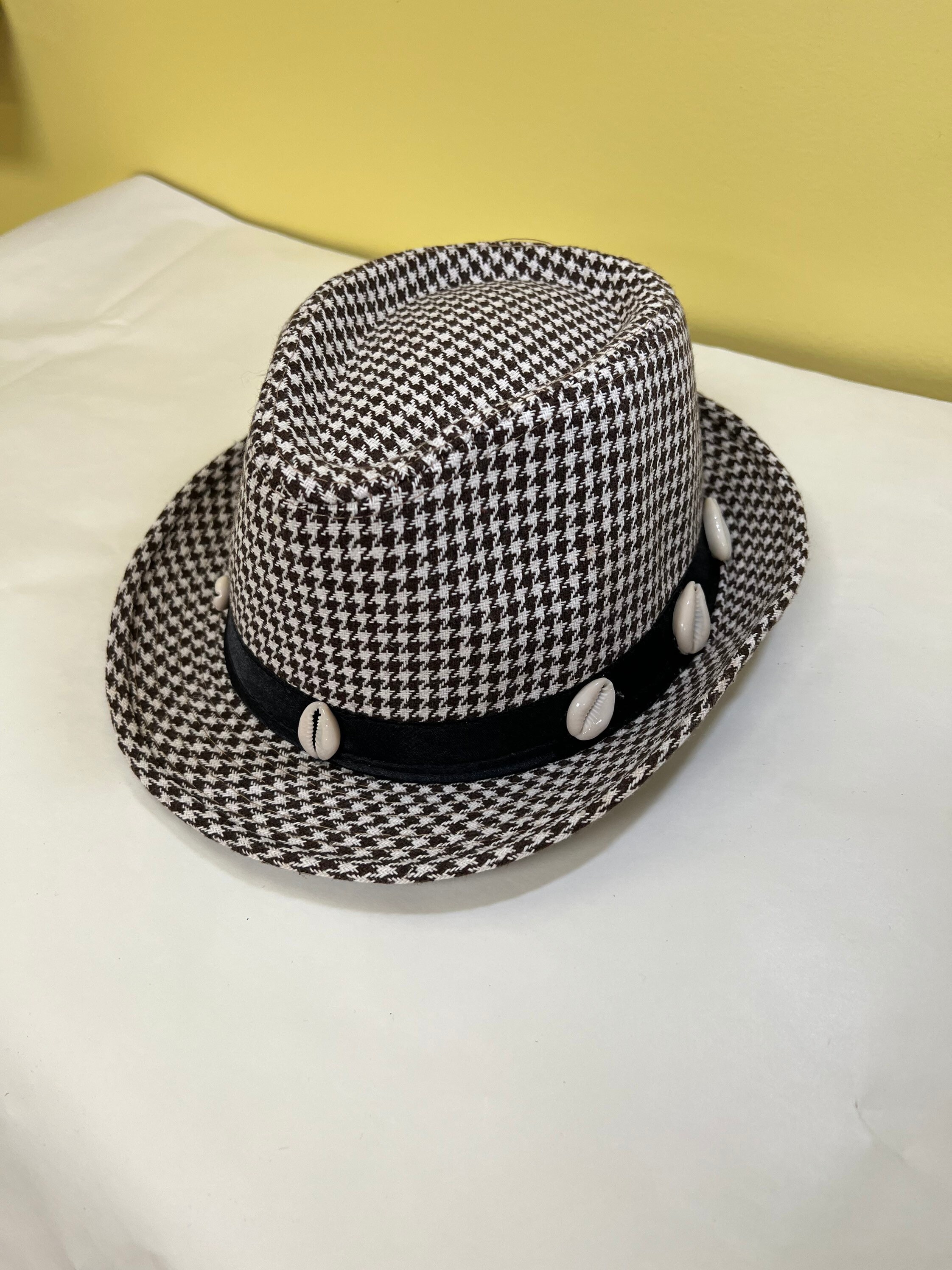 Black Brown and White Fedora/cowrie Shell Fedora/unisex Fedora/mens Hat ...