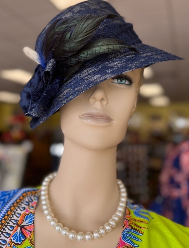 Blue Hat/blue Derby Hat /church Formal Hat/tea Party Hat/casual Holiday ...