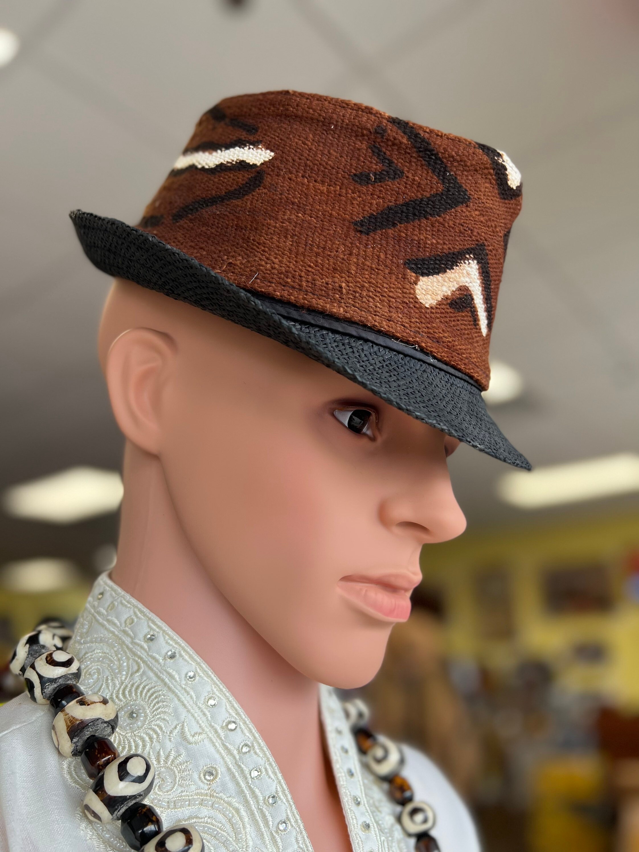 Short Brim Mudcloth Fedora,africanfedora/women Fedora/mudcloth Fedora ...