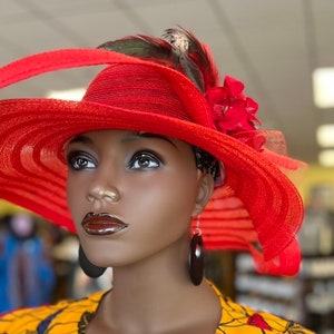 Red Church Hat /redsummer Hat/ Red Dress Hat/bridal Hat/tea Hat/african ...