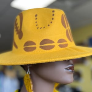 African Yellow Fedora,adinka Fedora, Canary and Brown Fedora, Gift for ...