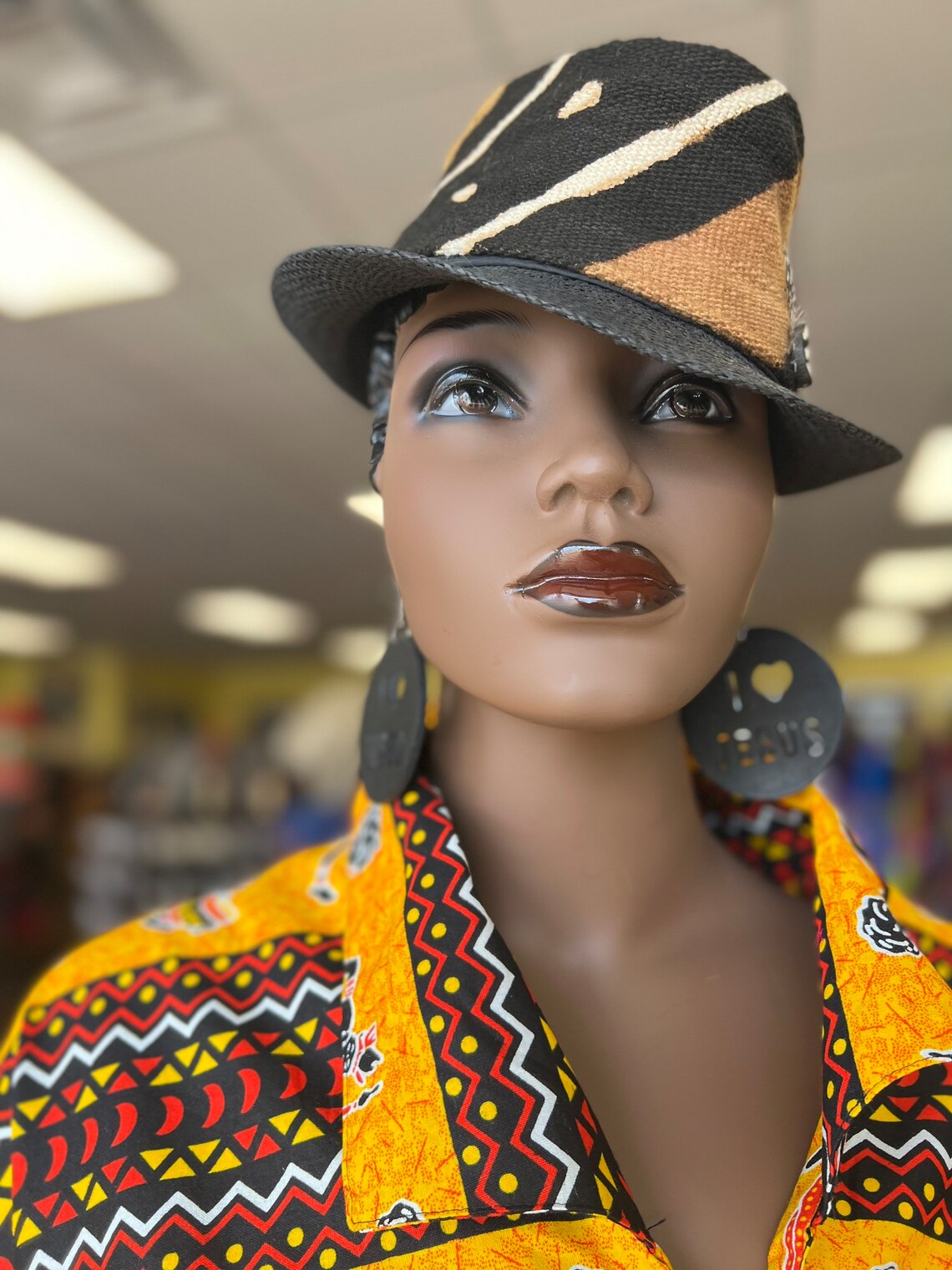 Short Brim Mudcloth Fedora,africanfedora/women Fedora/mudcloth Fedora ...