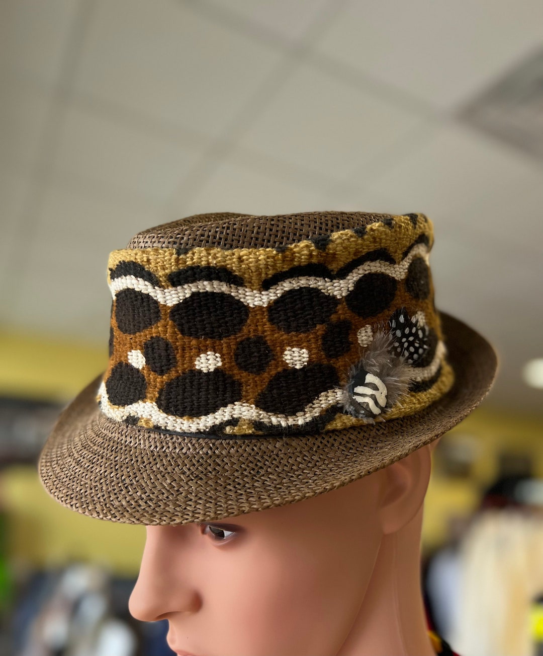 Short Brim Mudcloth Fedora,africanfedora/women Fedora/mudcloth Fedora ...