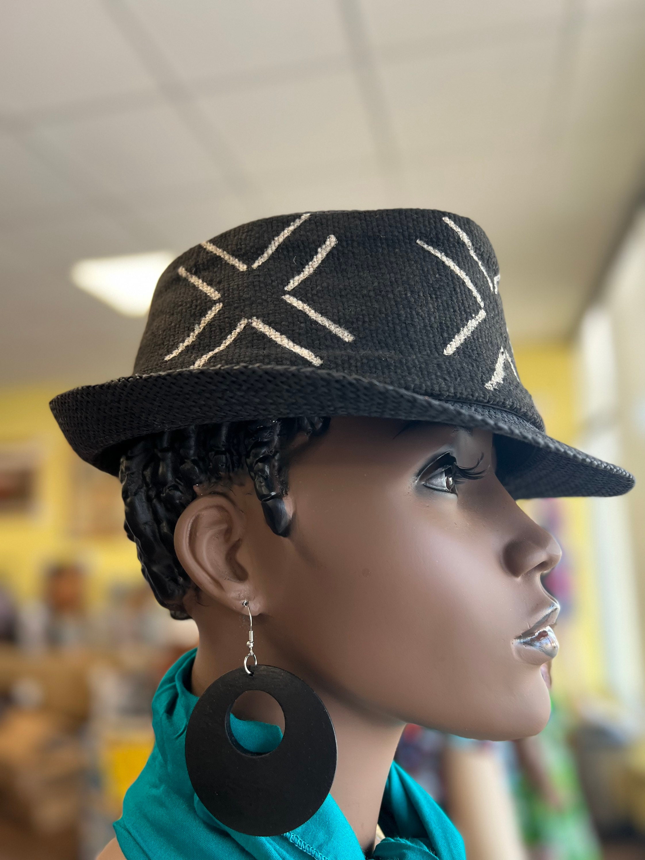 Short Brim Mudcloth Fedora,africanfedora/women Fedora/mudcloth Fedora ...